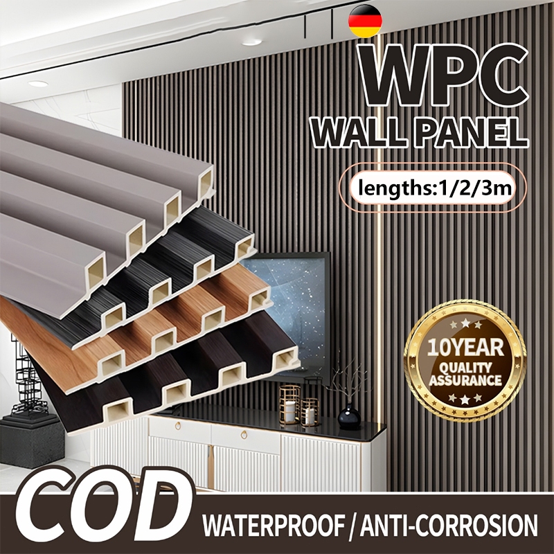 WPC Fluted Wall Panel Sticker Waterproof Grille Design Ecological Board ...