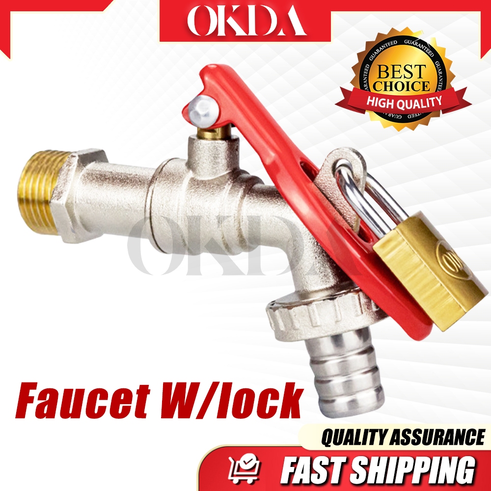 OKDA Lockable Brass Faucet Outdoor Garden Anti-Theft Faucet With 32mm ...