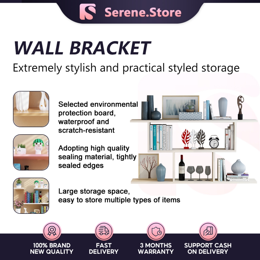 Wall Shelves Hanging Wall Hanging Bookshelf Wall Monogram Display Shelf ...