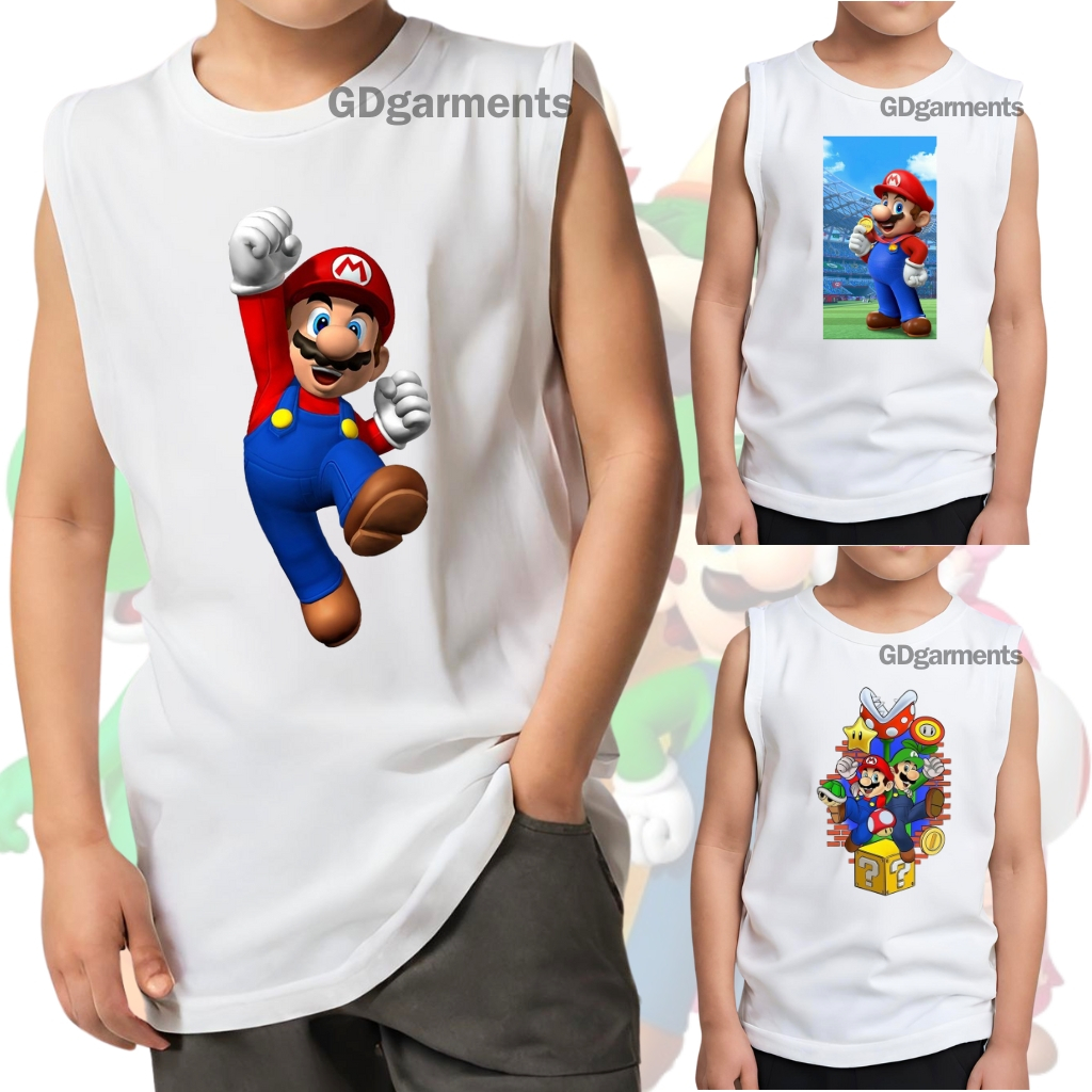 Super Mario Sando for Kids Muscle Tee sando for kid boy White summer ...