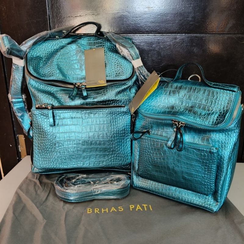 SALE Brhas Pati Metallic Blue 3 Way Set of 2 Mommy and Baby Backpack ...