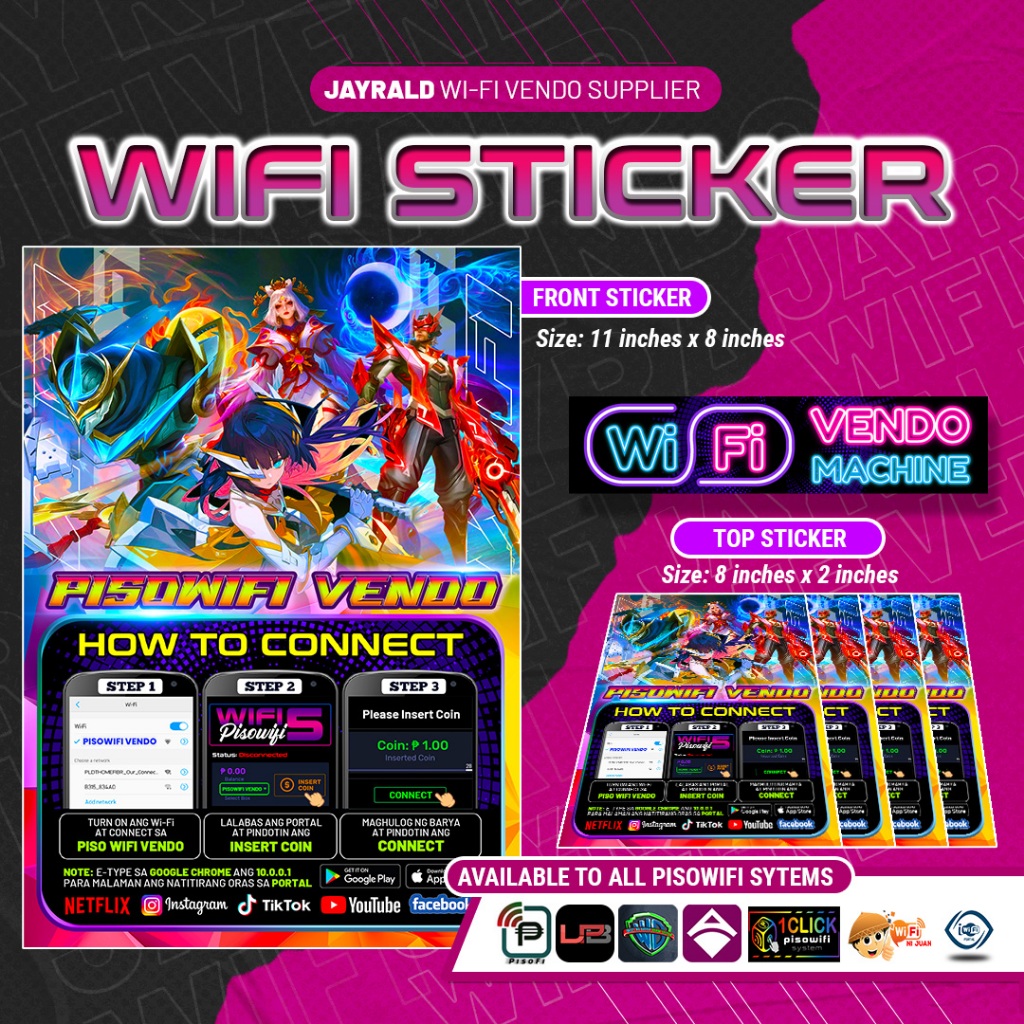 PISOWIFI VYNIL STICKERS RUBY DESIGN | Shopee Philippines