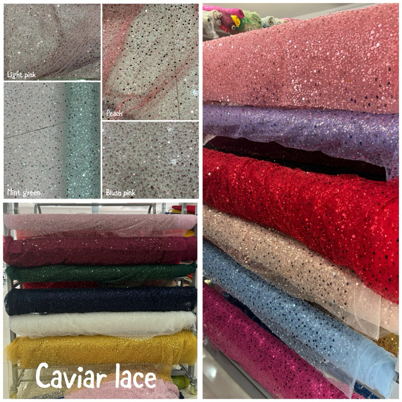 Caviar Lace Fully sequined fabric with beads 60” width (per yard ...