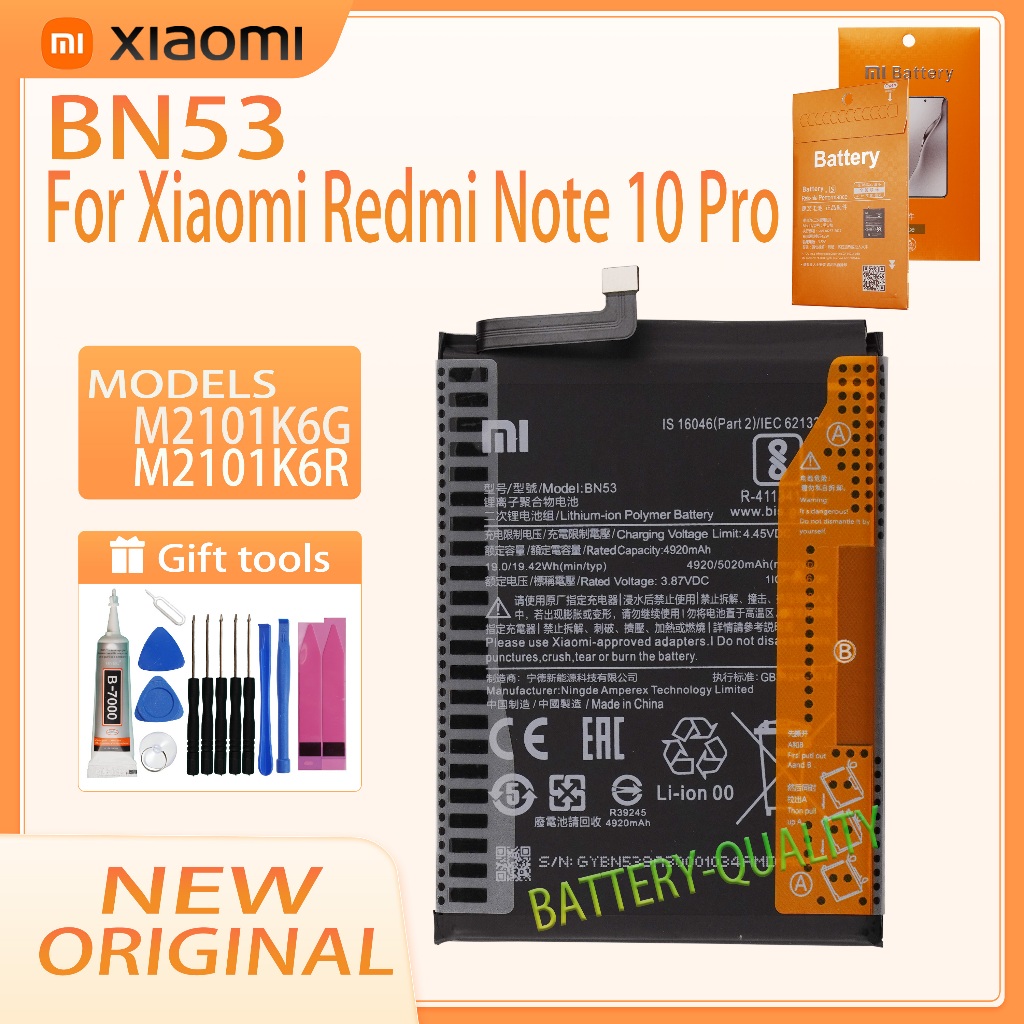 Original BN53 For Xiaomi Redmi Note 10 Pro Replacement Batteries+Free ...