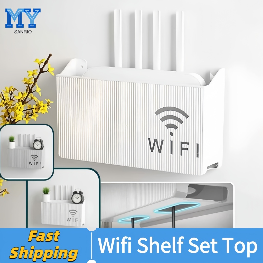 Wifi Shelf Set-Top Box Rack TV Router Bracket Storage Box Wall ...