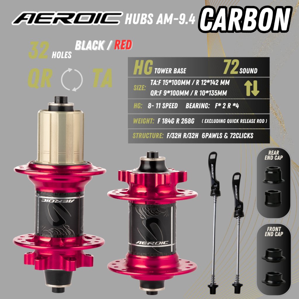 BIKE HUBS 32 Hole 6 pawls Carbon Hub Bike Hub Thru axle or Quick ...