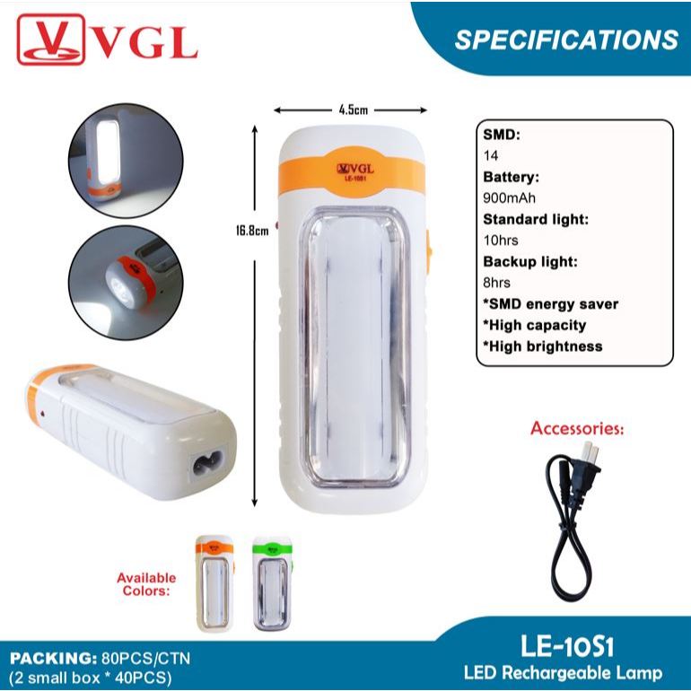VGL EMERGENCY FLASHLIGHT ( LE - 10S1 ) | Shopee Philippines