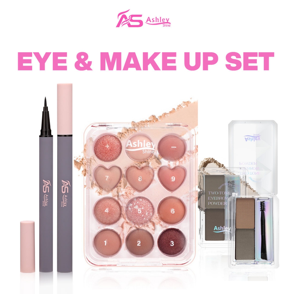 Ashley Shine Eye Makeup Set Eyeliner + Eyebrow powder + Eyeshadow ...