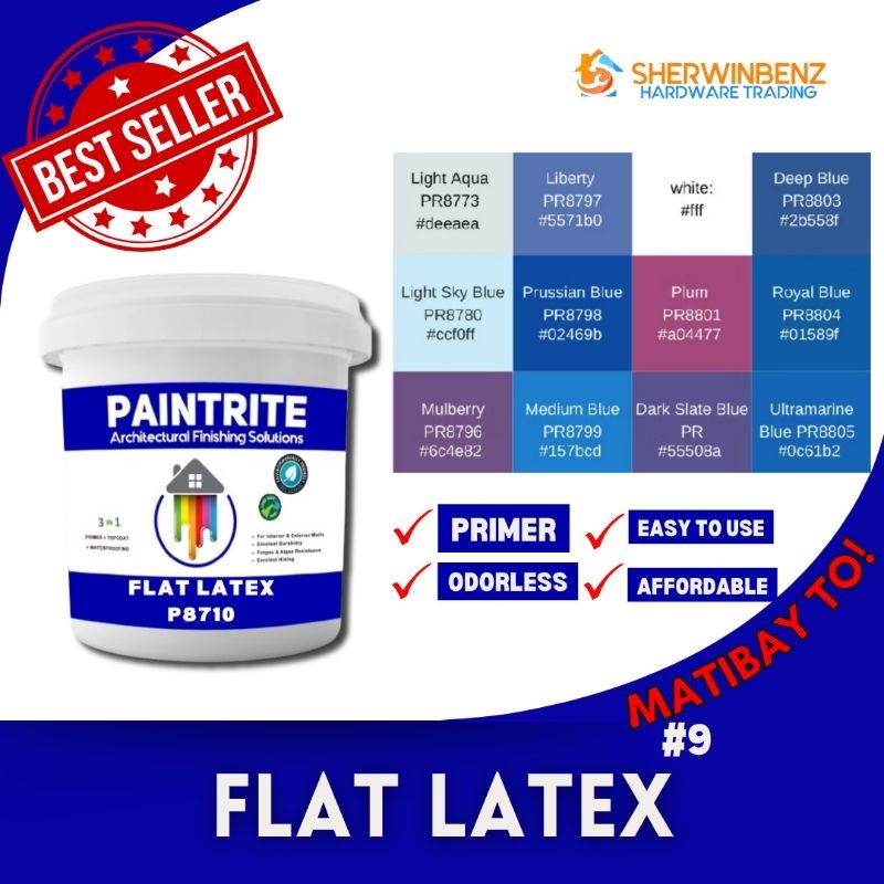 Paintrite Flat Latex Paints // 16 Liter Color #9 Blue, Violet Shade ...