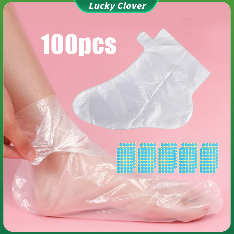 100Pcs Disposable Plastic Foot Covers Paraffin Medicated Bath Socks ...