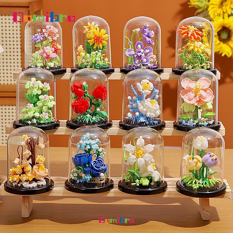 Flowers Building Blocks Set Hibiscus Rose Flower Story with Dust Cover ...