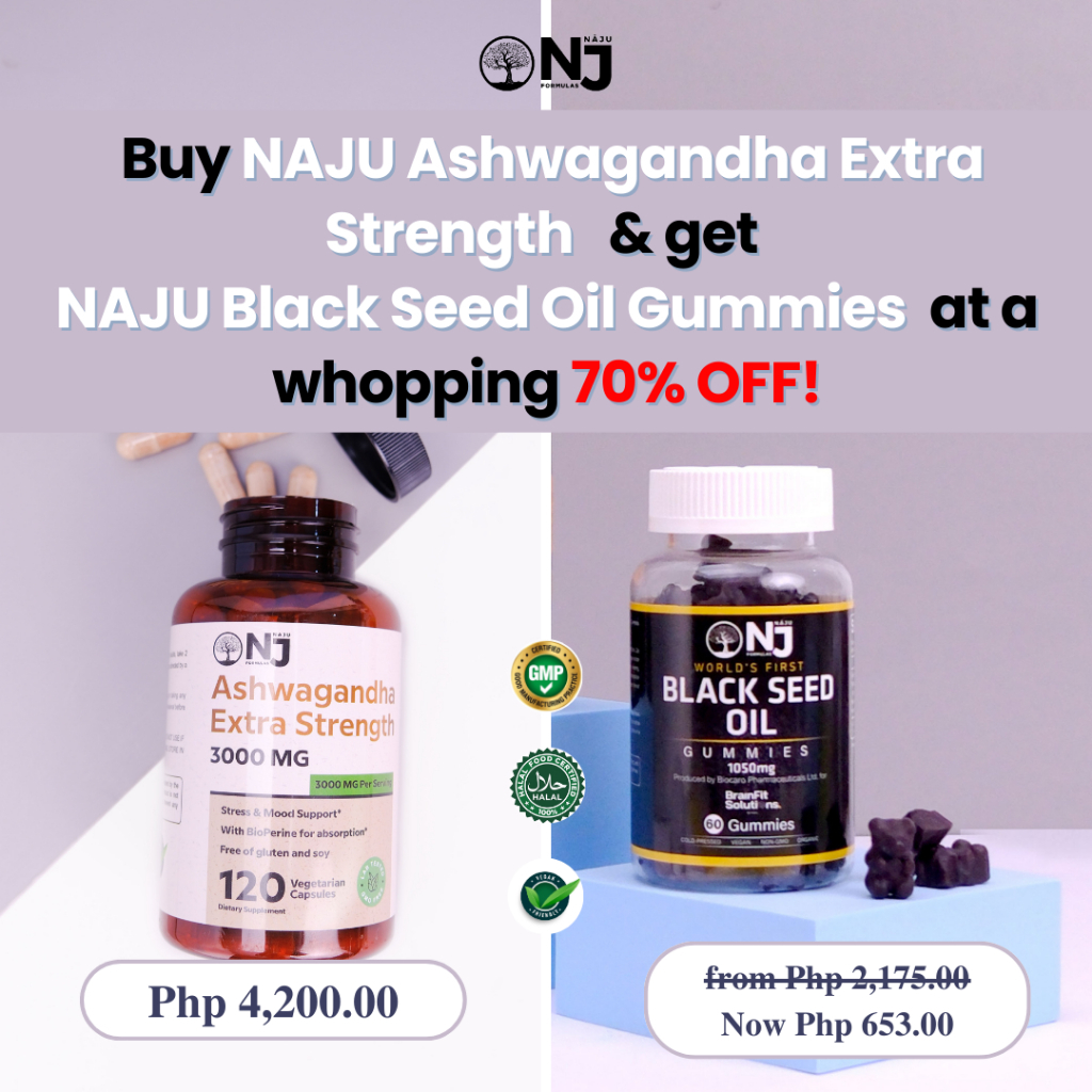 Buy NAJU ASHWAGANDHA EXTRA STRENGTH and get NAJU BLACK SEED OIL GUMMIES ...