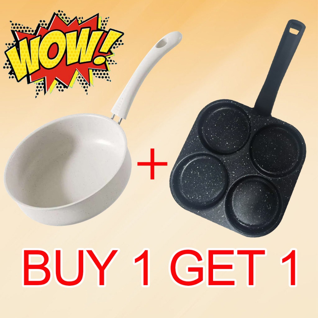 【Free Gifts】White Non Stick Frying Pan Cooking PanCooking Utensils Flat ...
