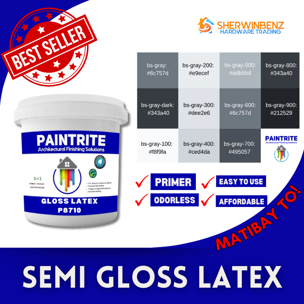Paintrite Semi Gloss Latex Gray Palettes Variation 16Liters | Shopee ...