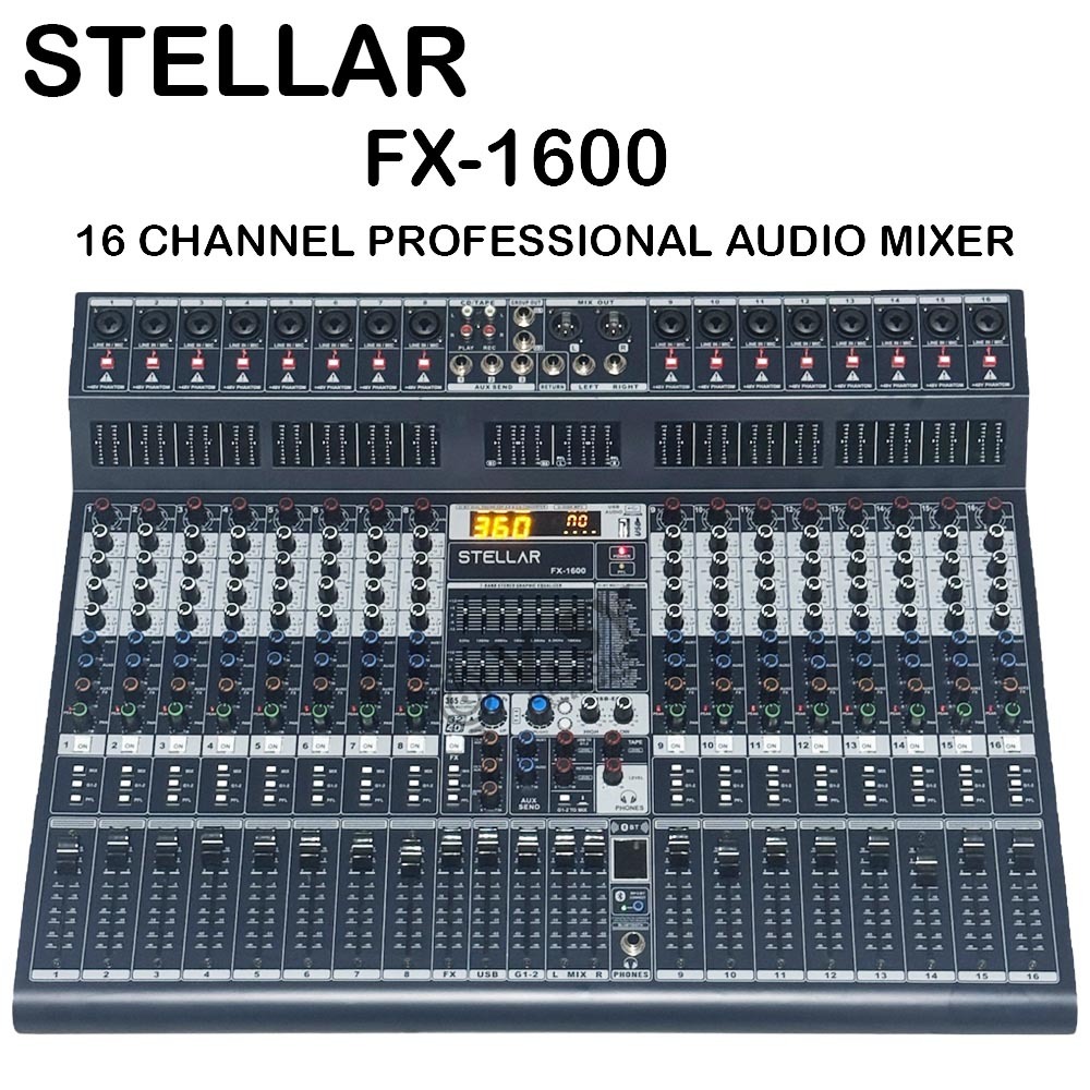 Original Stellar FX-1600 Professional Audio Mixer 16 Channel Mixer +48V ...