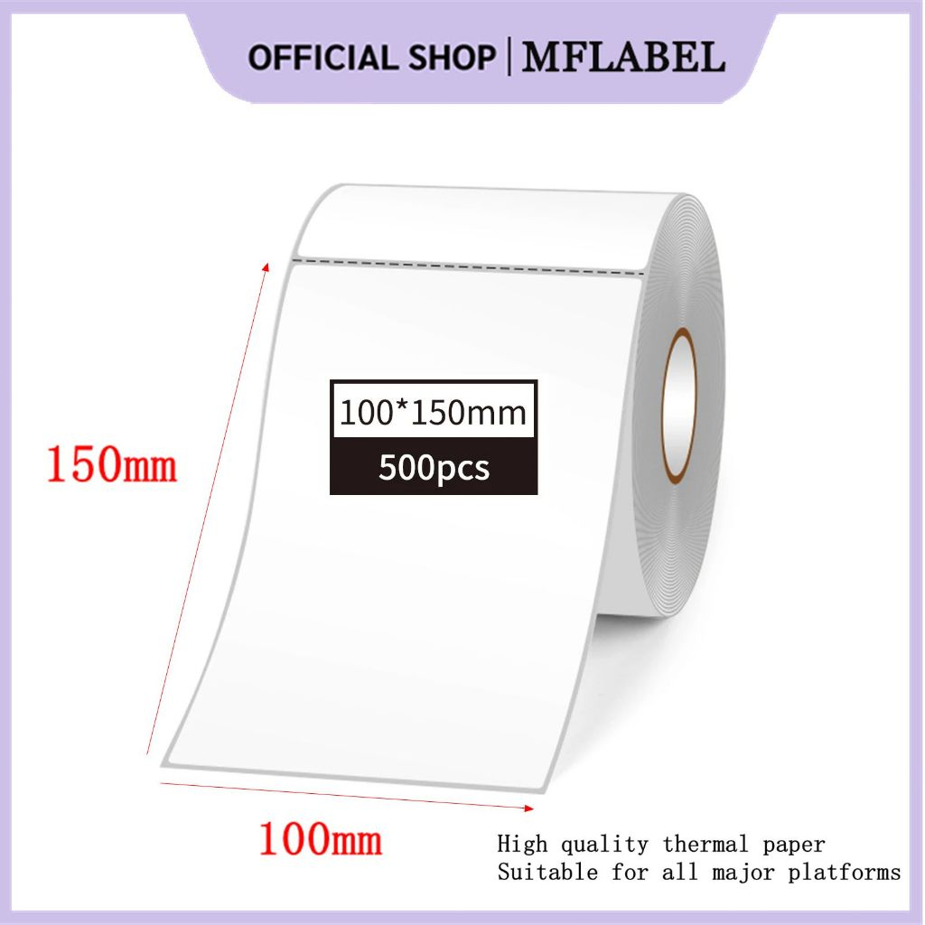MFLABEL Thermal Sticker Waybill Sticker 100mm x 150m A6 500sheets ...