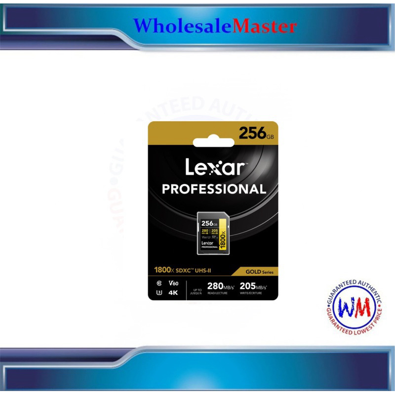 Lexar 256GB Professional 1800x UHS-II SDXC Memory Card (GOLD Series ...