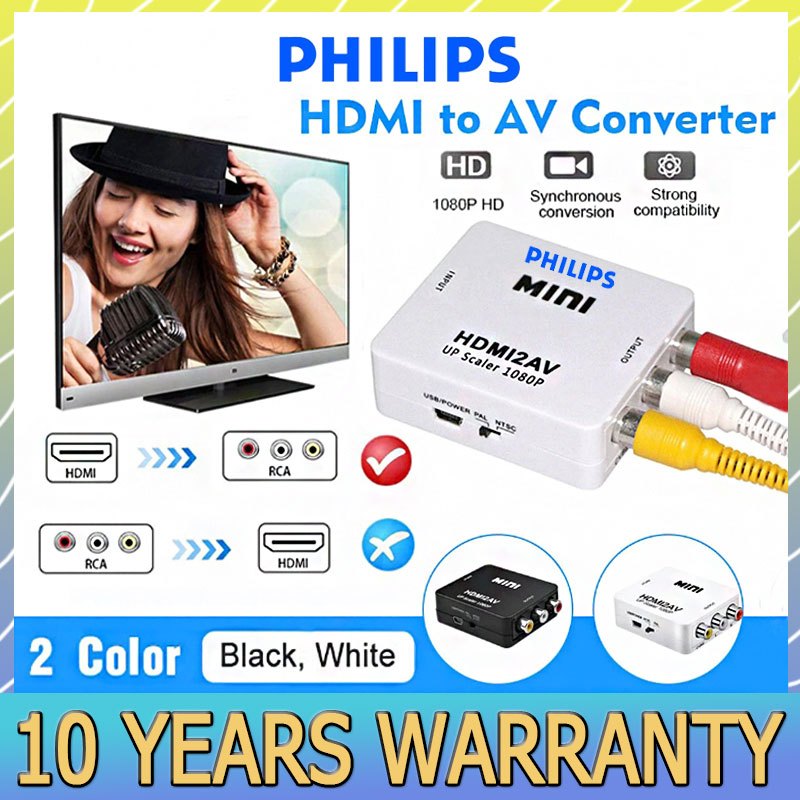 PHILIPS Video Adapter HD 1080P HDMI TO AV (RCA) Converter AV/CVBS ...