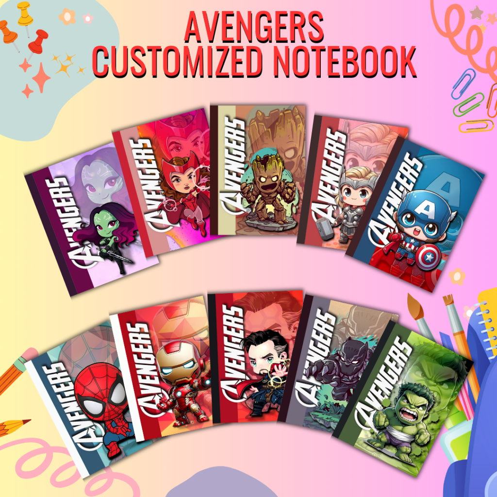 Customized Marvels/Avengers Notebooks for boys and girls with photo top ...