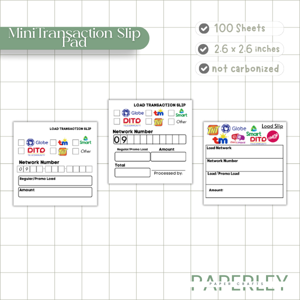 E-Loading Transaction Slip Pad mini size 100 sheets | Shopee Philippines