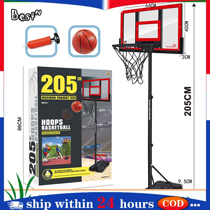 205cm Adjustable Basketball Ring for Kids Basketball Hoop System with ...