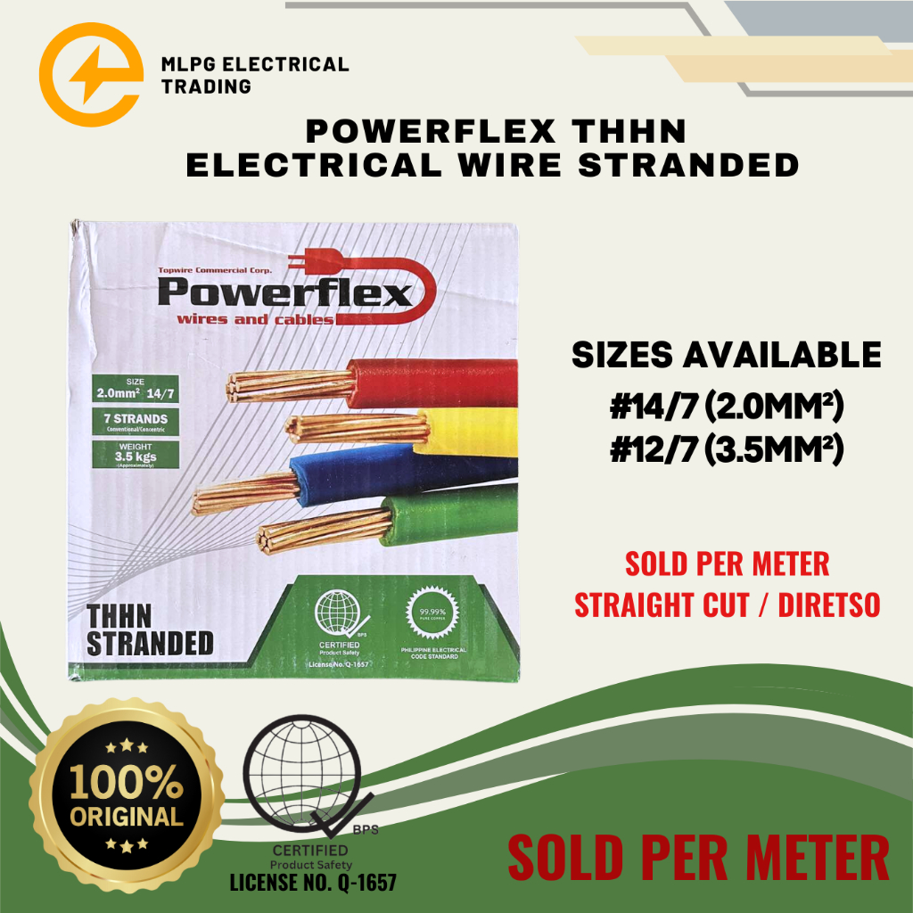 Powerflex THHN (STRANDED WIRE) #14(2.0mm²) #12(3.5mm²) (PER METER ...
