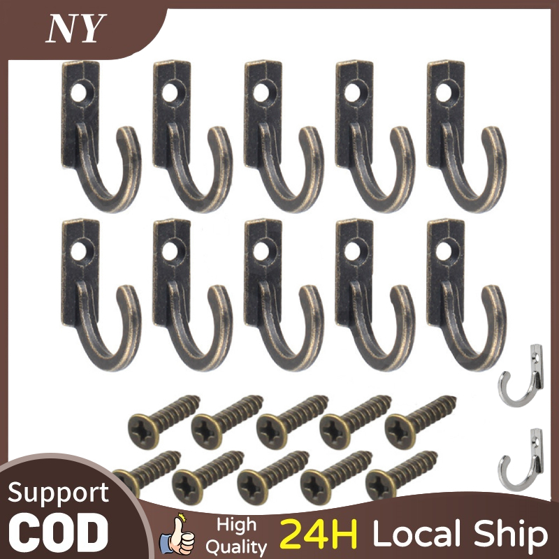 10Pcs/Pack Wall Mounted Hook Metal Hook Single Hook Antique Style Metal ...