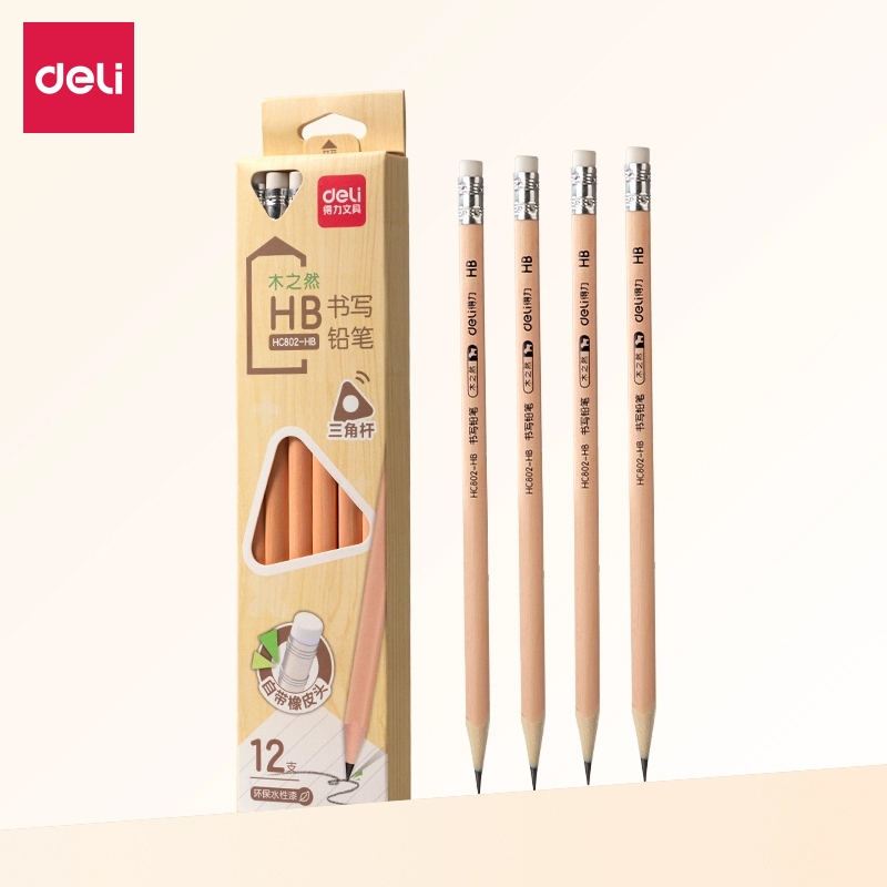 Deli 12Pcs HB Triangle Grip Pencil Ergonomic Writing Tool for Students ...