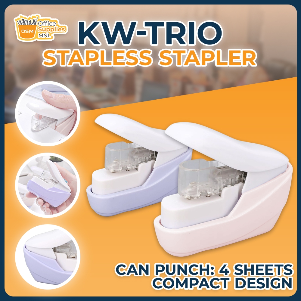 KW-TRIO Stapleless Stapler No Staple Needed Staple-free Binds Up to 4 ...