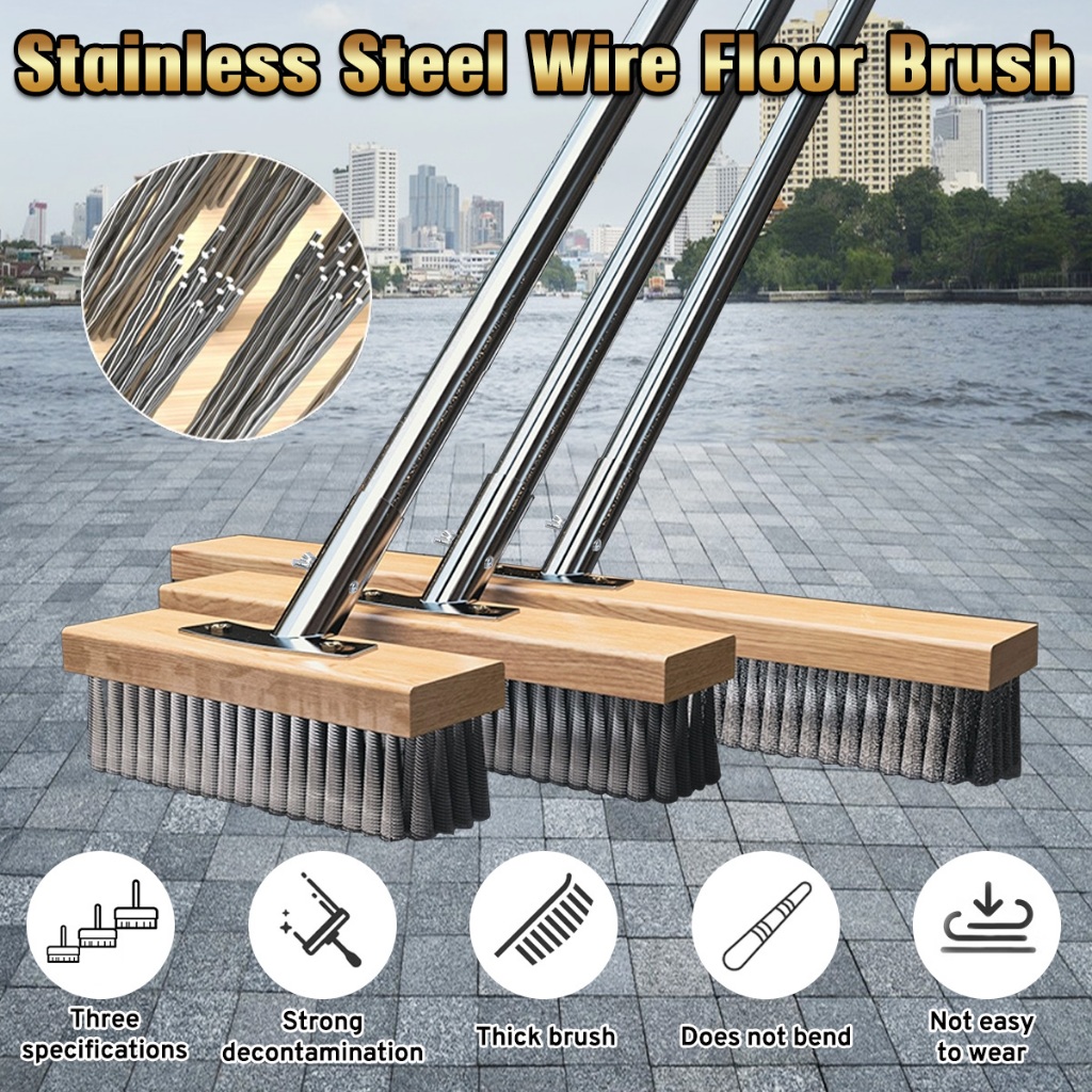 Stainless Steel Wire Floor Brush for Multi-Surface Cleaning, 1.2m Two ...