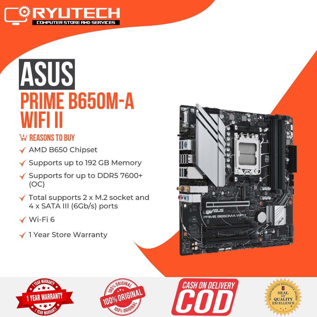 ASUS PRIME B650M-A WIFI II - AMD A650 Chipset, Supports up to 192 GB ...