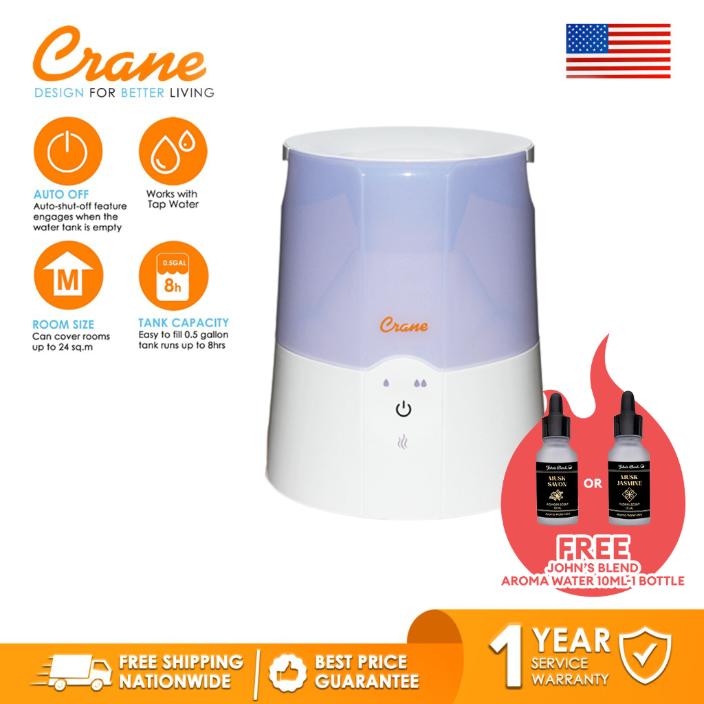 Crane 2in1 Warm Mist Humidifier & Personal Steam Inhaler for Cough ...