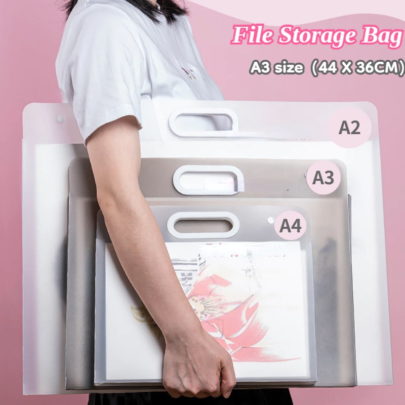 A3/ 4K Portable Drawing Bag File Storage Bag Sketch Paper Organizers School Supplies 44X57CM ...