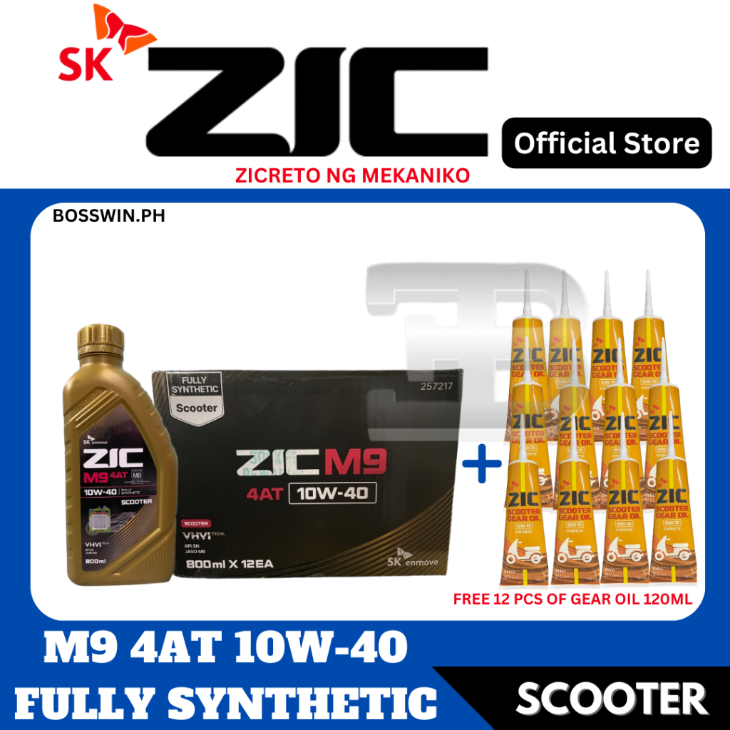 SK ZIC M9 4AT 10W40 FULLY SYNTHETIC FOR SCOOTER 800ML (1 BOX WITH FREE ...