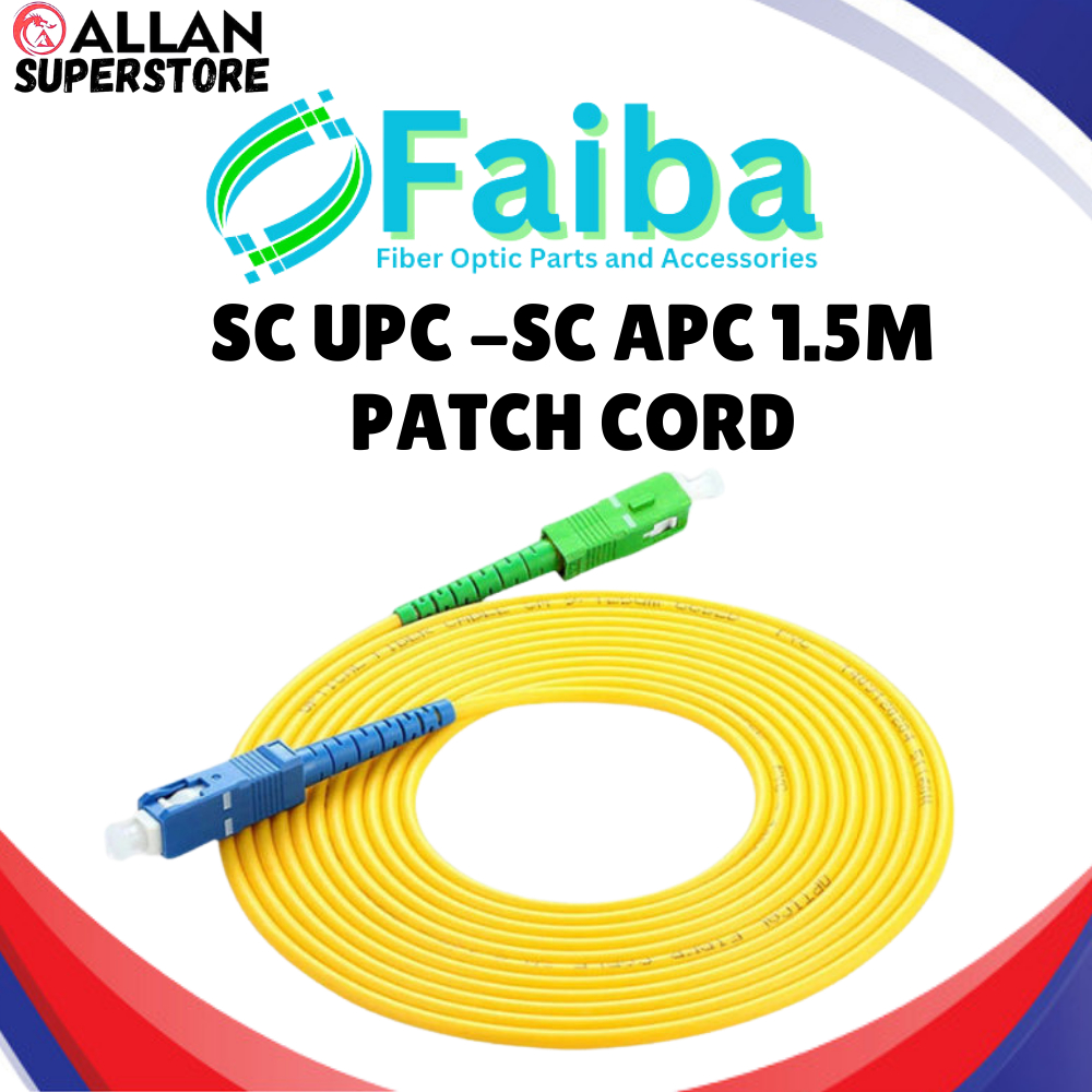 Faiba SC/ APC-SC /UPC 1.5m Simplex Single-Mode Fiber Optic Patch Cord 3 ...