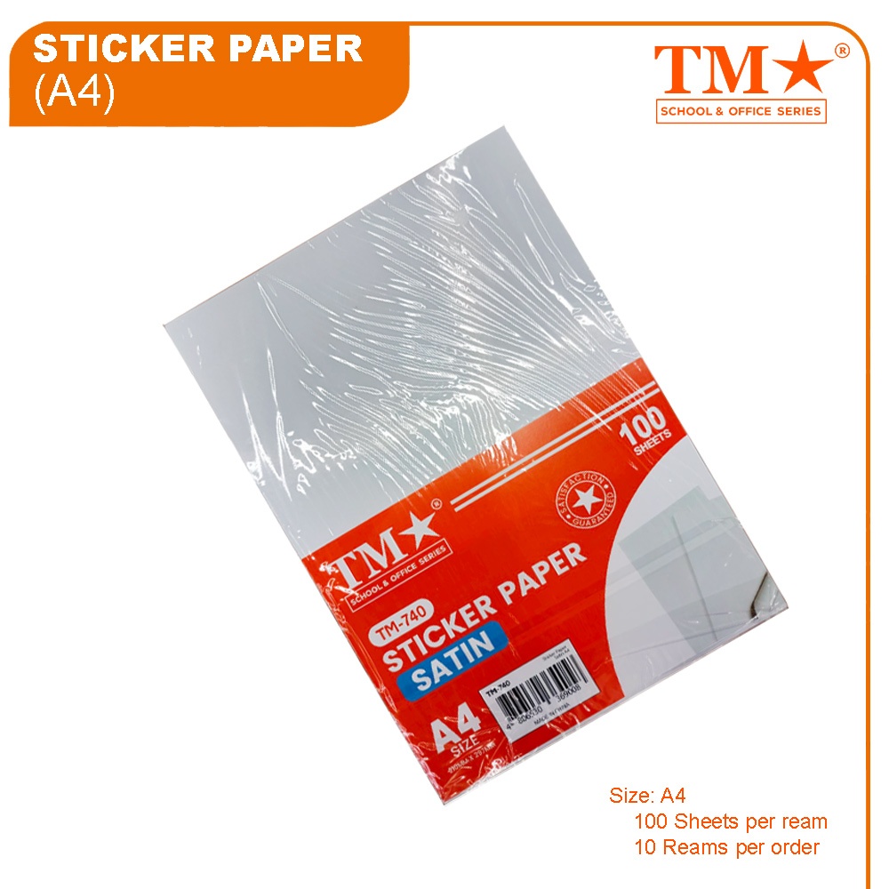 TM 10 Reams Sticker Paper Satin A4 100's (TM-740) | Shopee Philippines