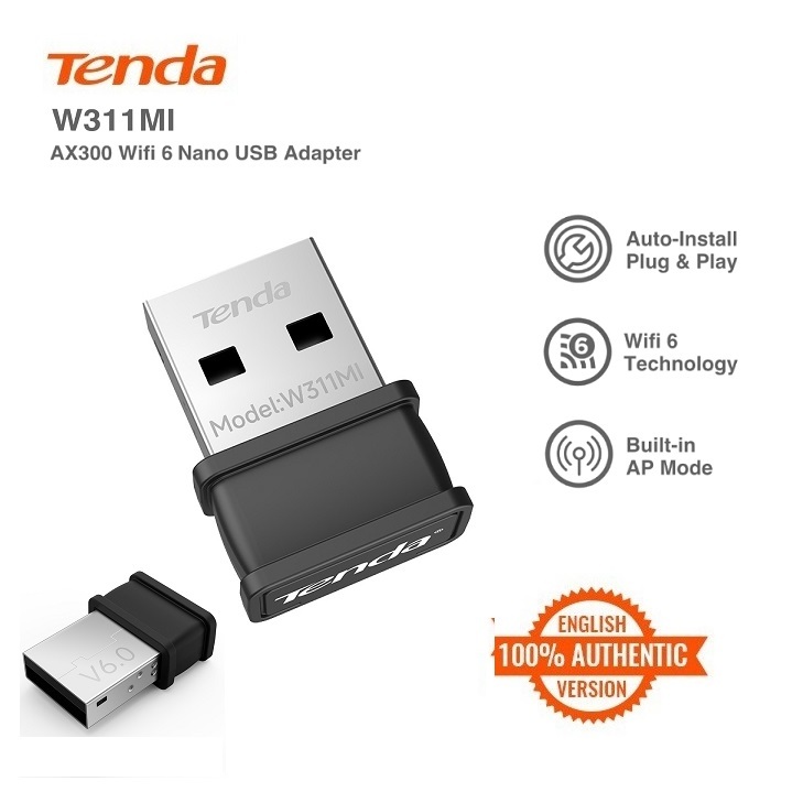 Tenda W311MI v6.0 AX300 Wi-Fi 6 Wireless Nano USB Adapter | Shopee ...