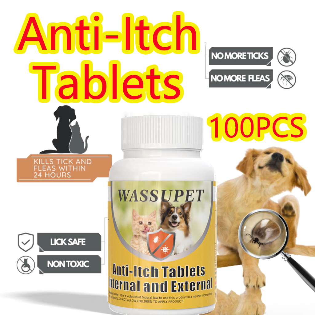 WASSUPET 100pcs Anti Flea and Tick Tablets for Dog Tick and Flea ...