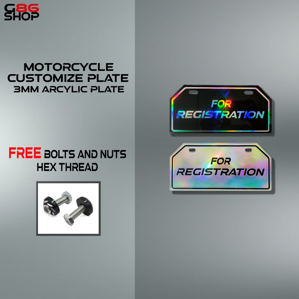 For Registration 3mm Vinyl Acrylic Motorcycle Temporary Plate FREE ...