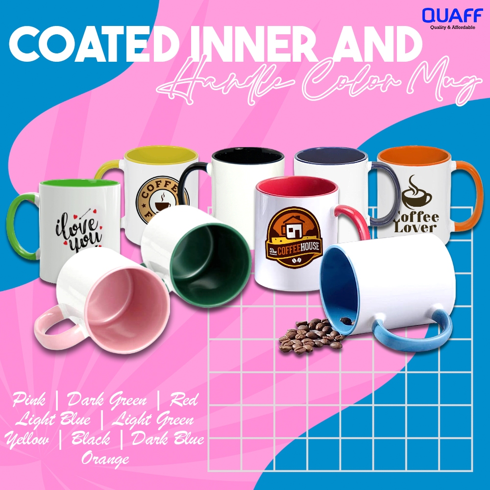 QUAFF Sublimation Inner Coated and handle Color Mug 110Z (24Pcs/Box ...
