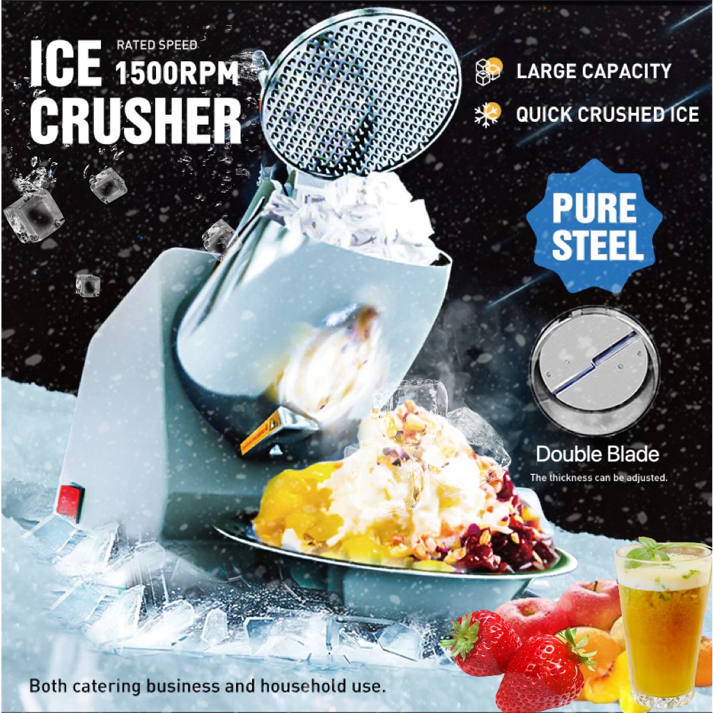 500W Original Heavy Duty Stainless Steel Ice Crusher Electric Double ...