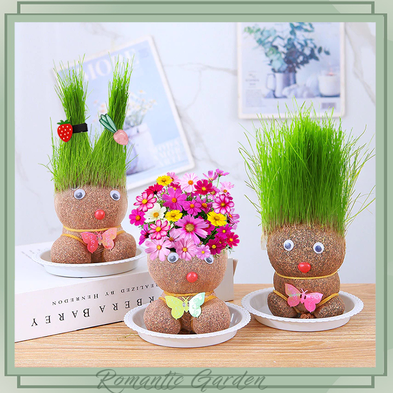 Growing Grass Head Doll Children Growing Grass Doll Toys Office Table ...