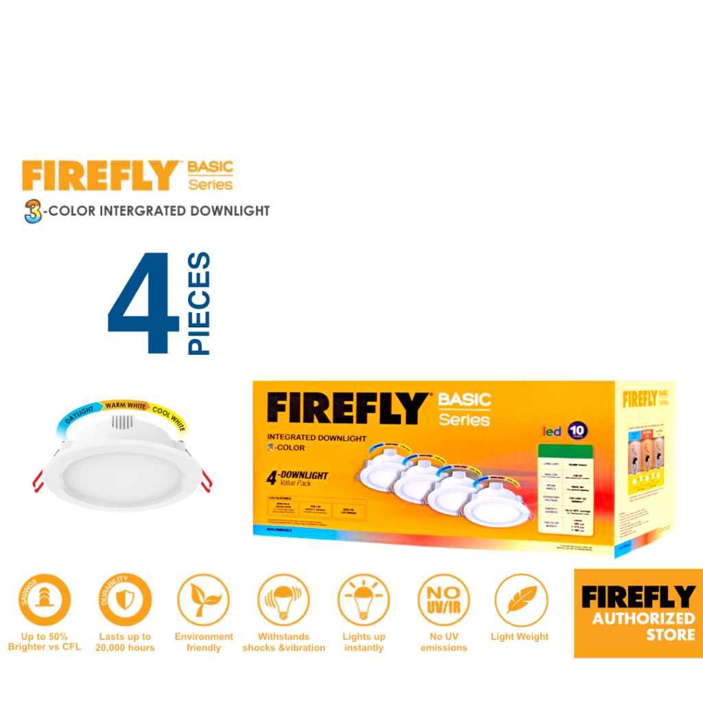 4pcs in Value Pack Box Firefly Basic Series Tri-Color Daylight Warm ...
