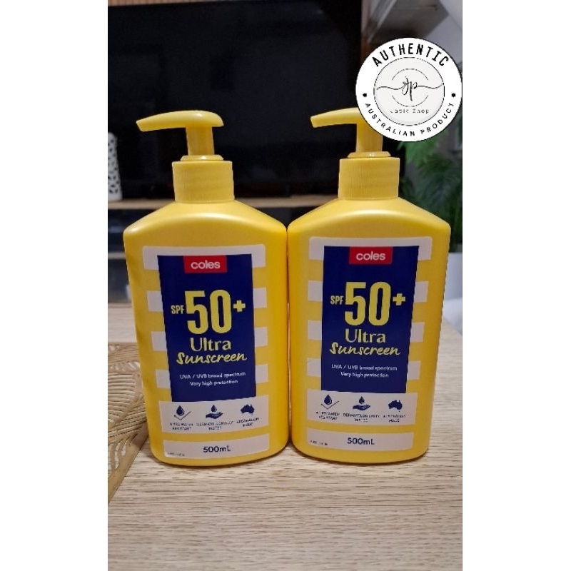 Coles SPF 50+ Ultra Sunscreen UVA/UVB broad spectrum 500ml | Shopee ...