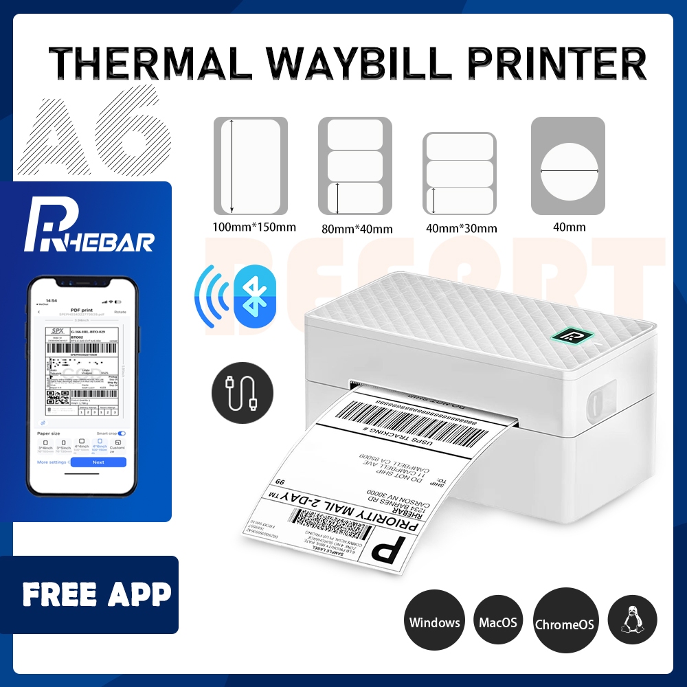 Beeprt A6 Printer Waybill Bluetooth&USB 25-1108mm thermal label sticker ...