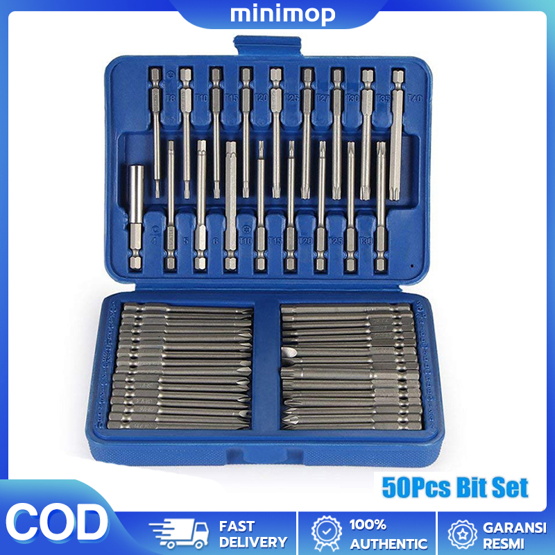 50pcs 40pcs 75mm Extra Long Reach Bit Set Security Screwdriver Bits Torx Star Hex Bit | Shopee ...