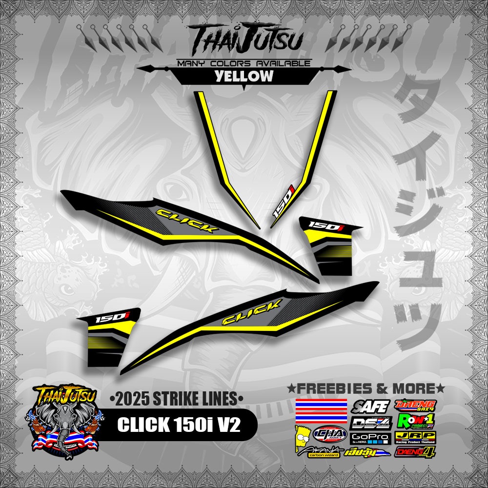 CLICK 150i V2 STICKER DECALS ( 2025 STRIKE LINES )【ThaijutsuStickers ...