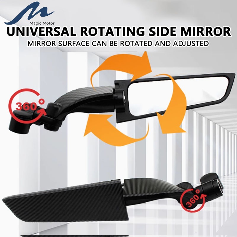 Motorcycle Universal Rearview Mirrors Wind Wing Rotating Side Mirrors ...