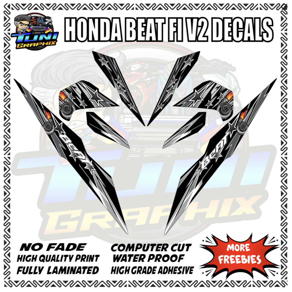Honda Beat V2 Fi Turbo Star Indo Decals Sticker with Freebies | Shopee ...