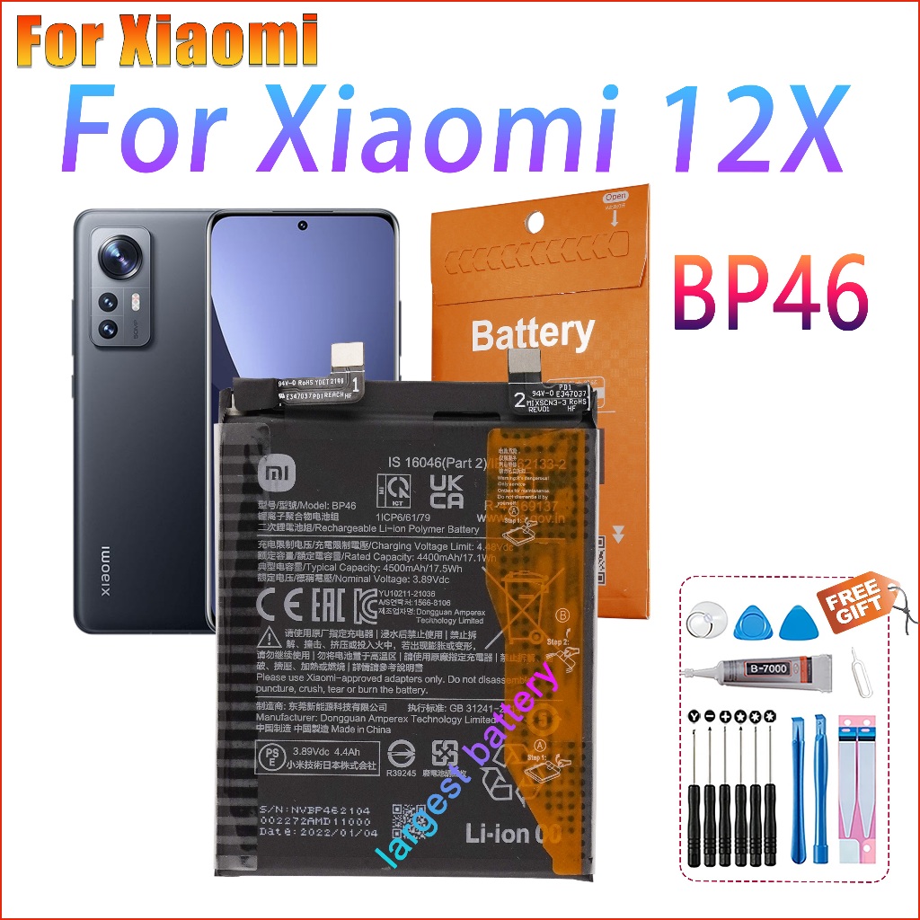 Orginal New 4500mAh BP46 Battery For Xiaomi 12X Batteries+Tools Free ...